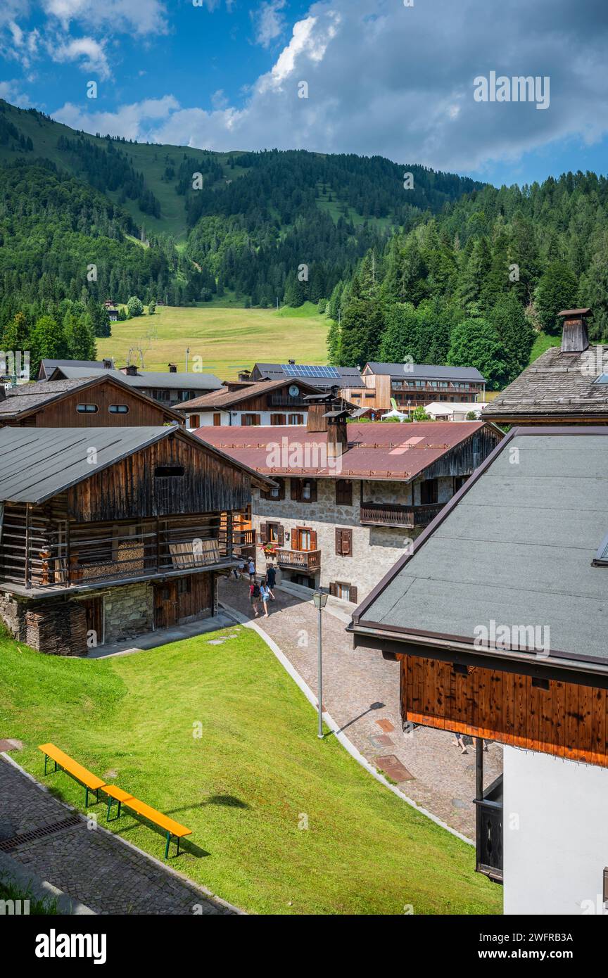 Sauris, pearl of Carnia. Ancient village with wooden and stone houses ...