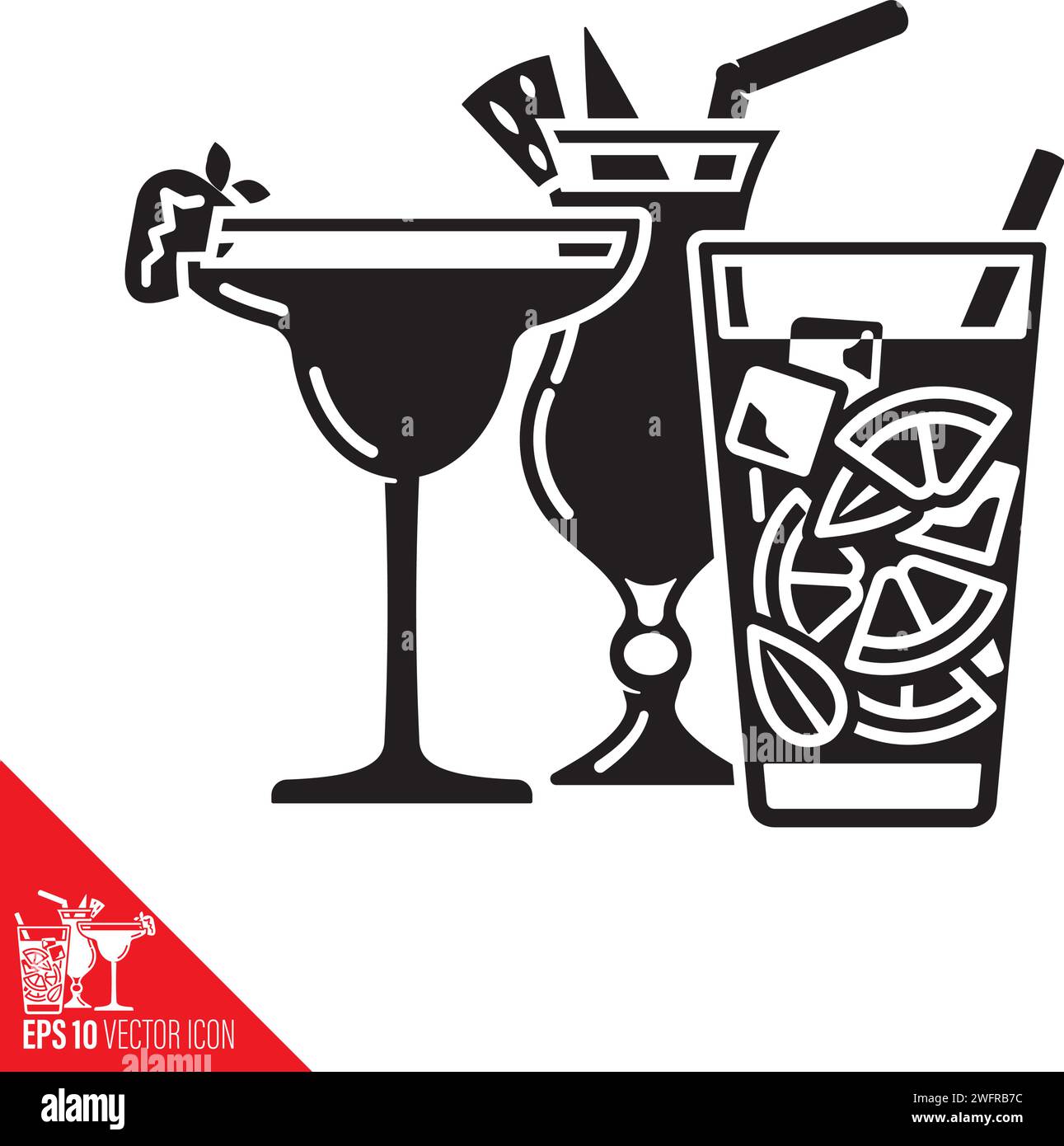 Alcoholic drinks on glass Stock Vector Images - Alamy