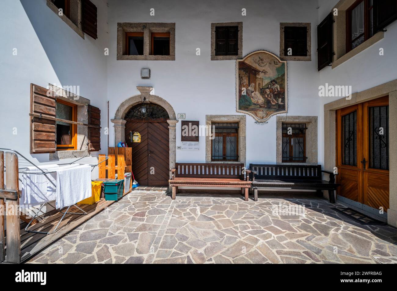Sauris, pearl of Carnia. Ancient village with wooden and stone houses ...