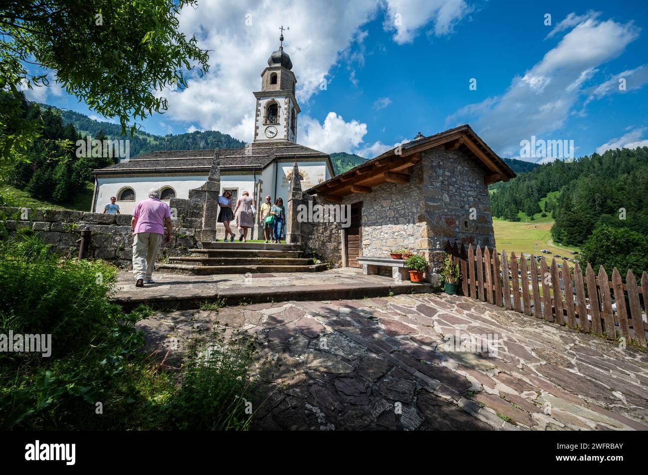 Sauris, pearl of Carnia. Ancient village with wooden and stone houses ...