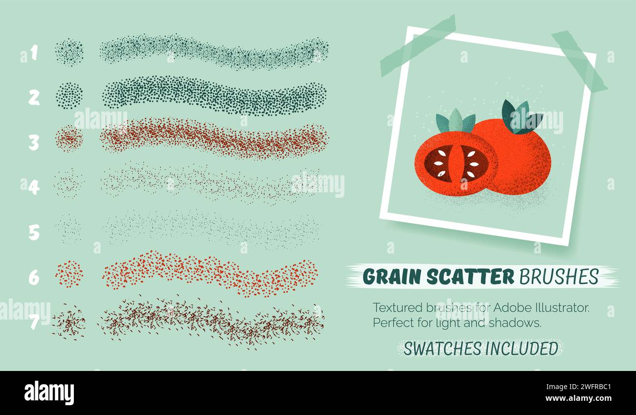 Grain scatter brushes. Set of abstract grunge textures Stock Vector ...