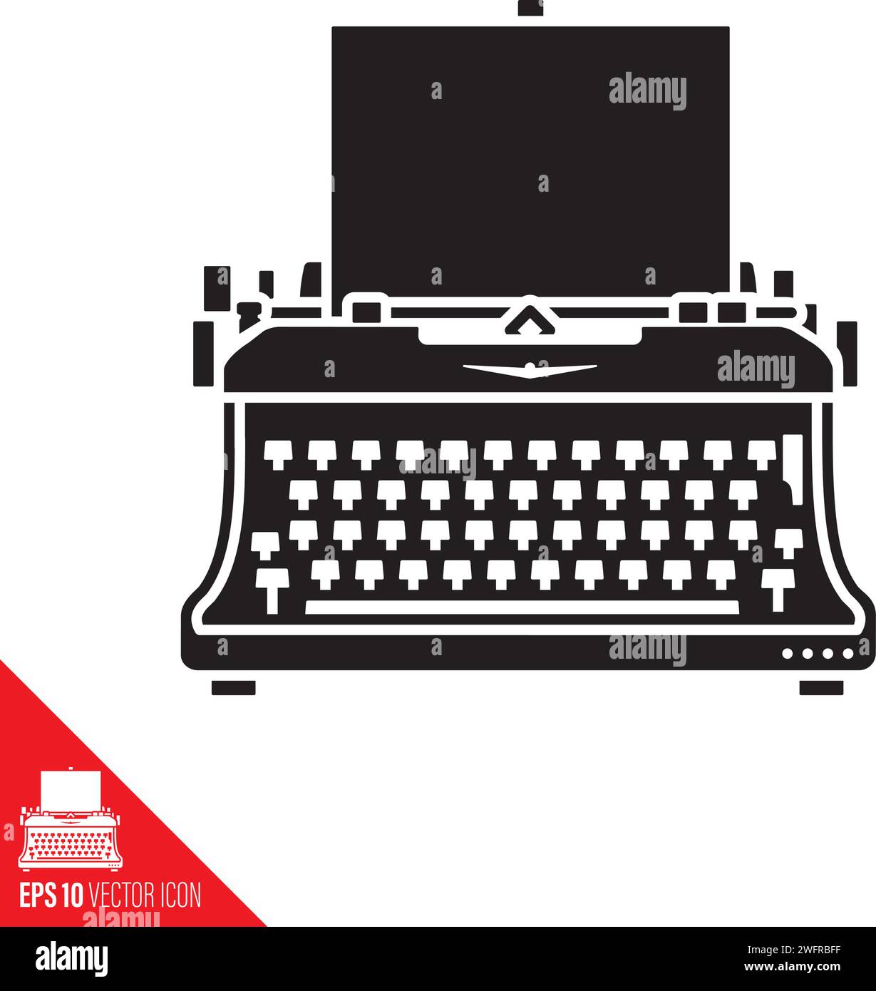 Retro typwriter vector glyph icon for Typewriting Day, June 23 Stock ...