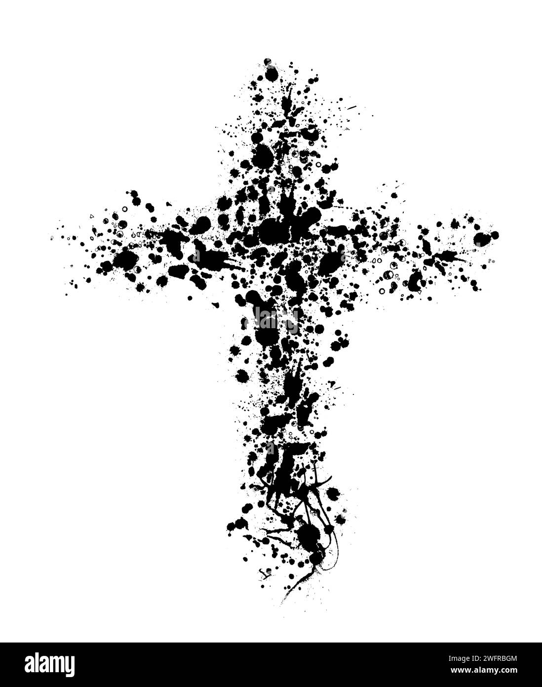 Hand drawn christian cross signs. Brush painted black icons. hand ...