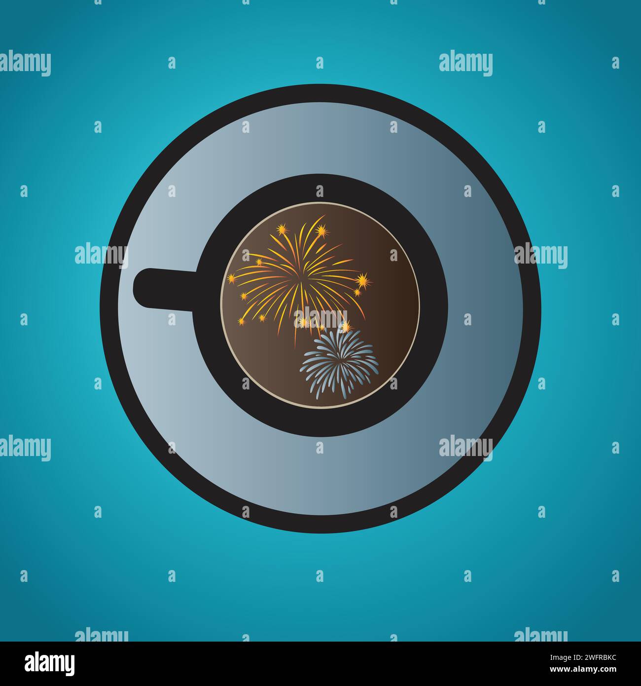 Fireworks reflected in a coffee cup Stock Vector Image & Art - Alamy