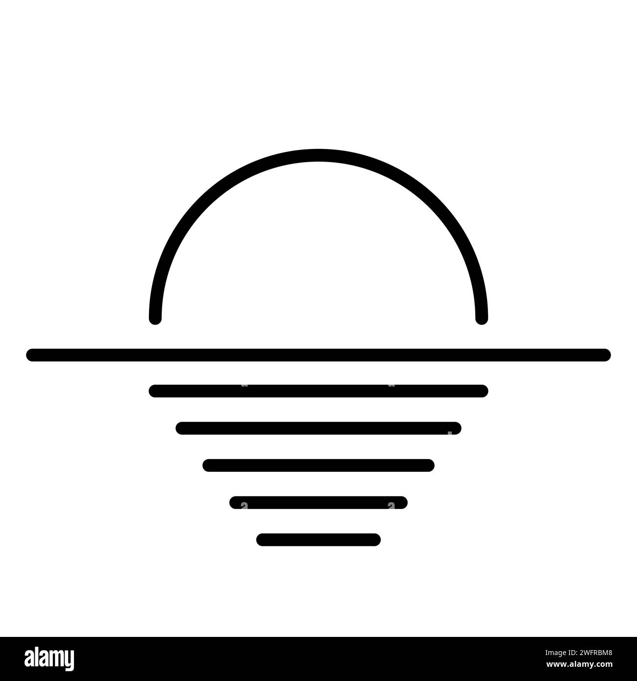 Simple icon sunset sunrise, sun rises fall sea horizon Stock Vector ...