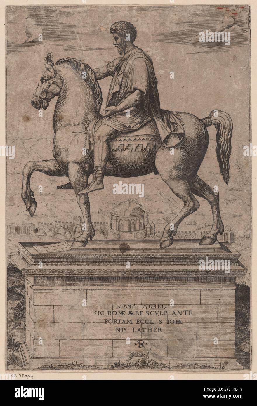 Equestrian statue of Marcus Aurelius, Marco Dente, 1498 - 1532 print ...