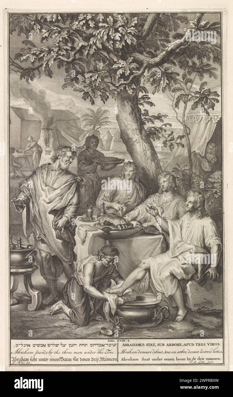 Abraham receives the three angels, Jacob de Later, after Gerard Hoet (I ...