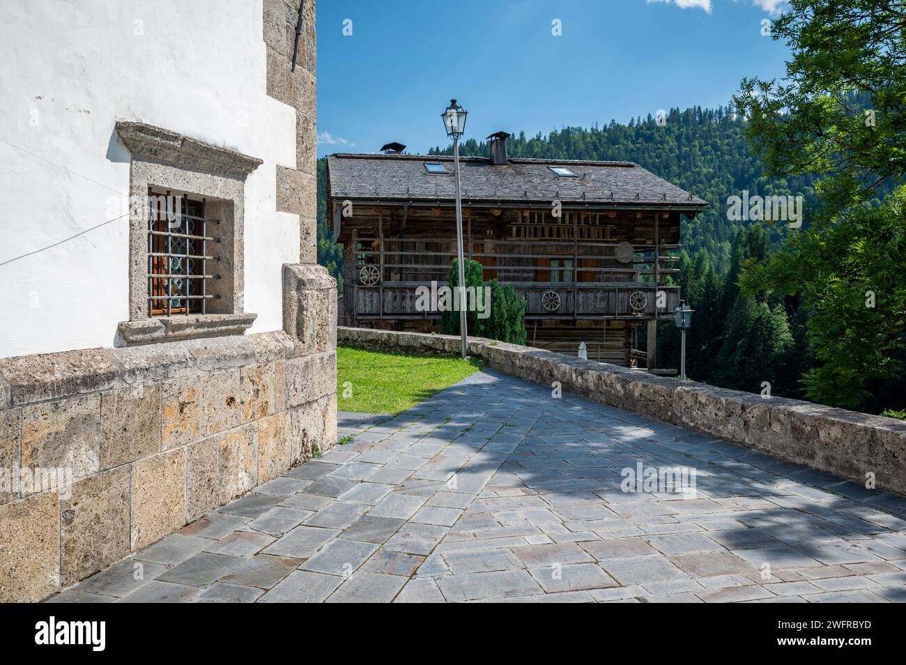 Sauris, pearl of Carnia. Ancient village with wooden and stone houses ...