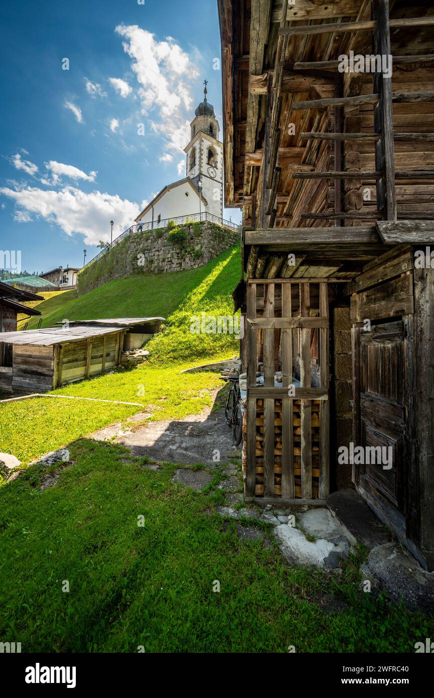 Sauris, pearl of Carnia. Ancient village with wooden and stone houses ...
