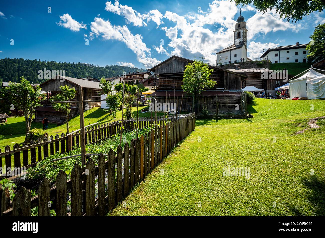 Sauris, pearl of Carnia. Ancient village with wooden and stone houses ...