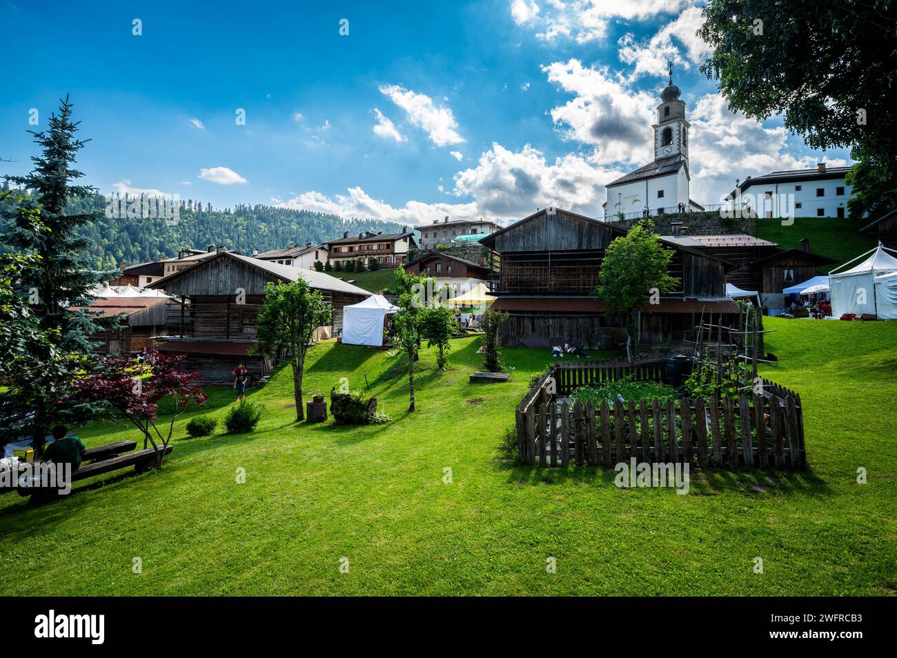 Sauris, pearl of Carnia. Ancient village with wooden and stone houses ...