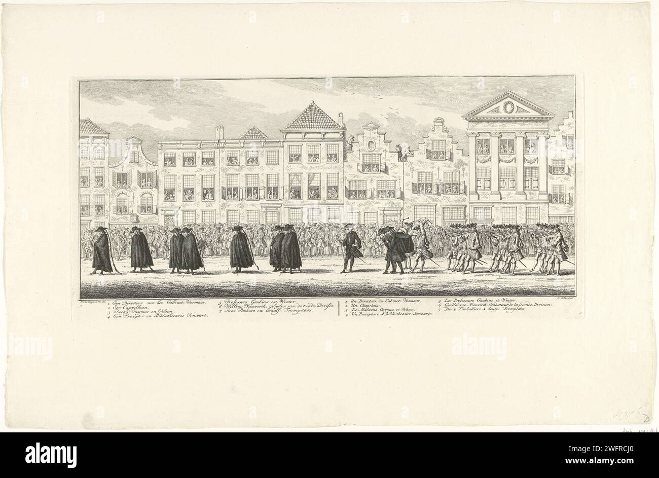 Hofdienaren in the coronary procession of Anna van Hannover in Delft, 1759, Simon Fokke, After ...