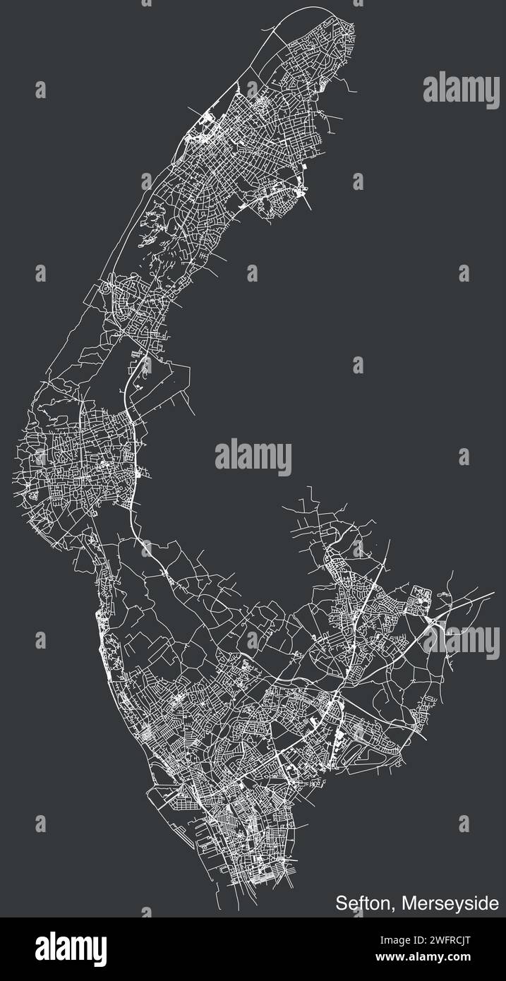 Street roads map of the METROPOLITAN BOROUGH OF SEFTON, MERSEYSIDE ...
