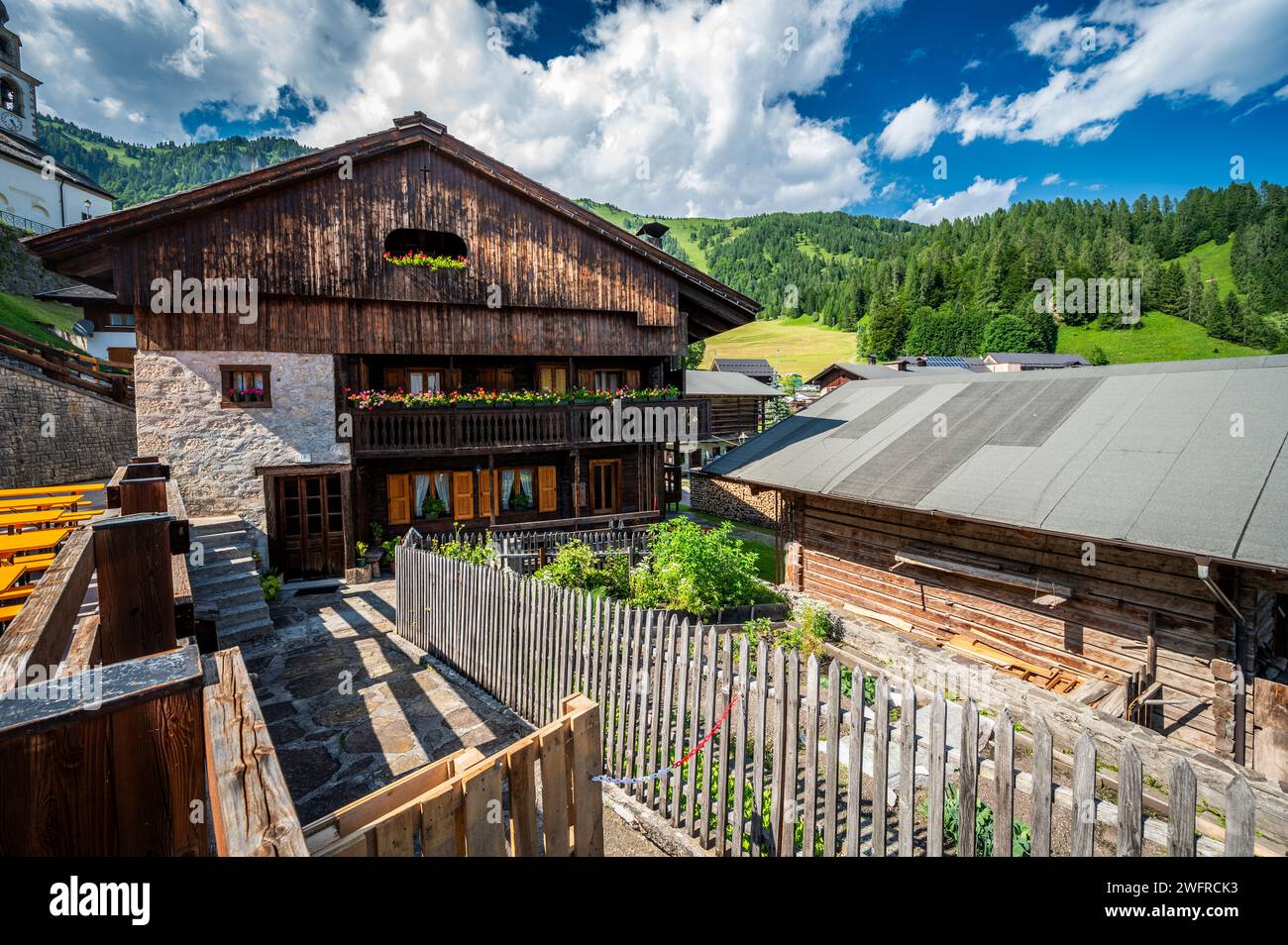 Sauris, pearl of Carnia. Ancient village with wooden and stone houses ...