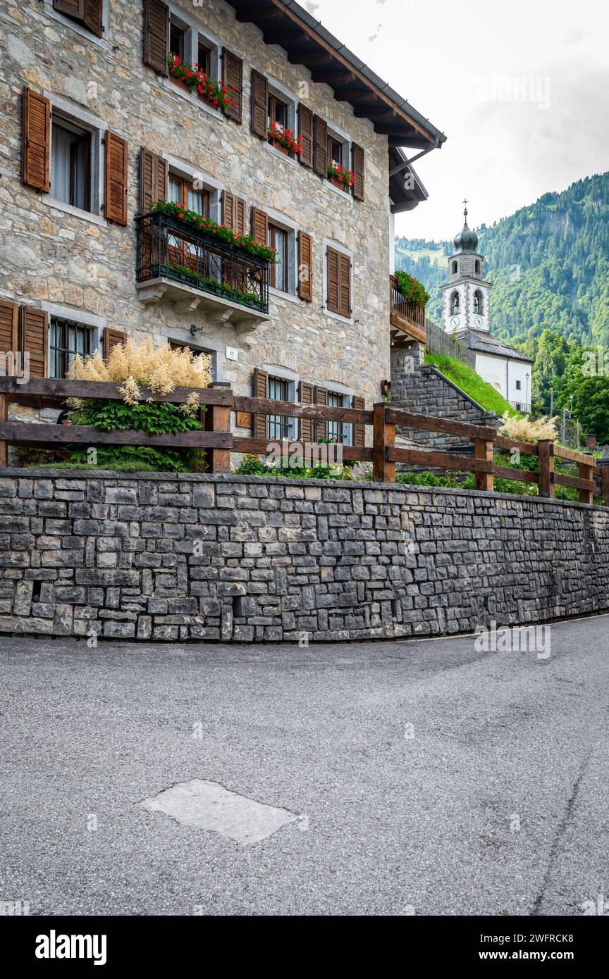 Sauris, pearl of Carnia. Ancient village with wooden and stone houses ...