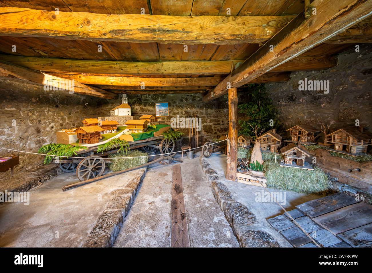 Sauris, pearl of Carnia. Ancient village with wooden and stone houses ...