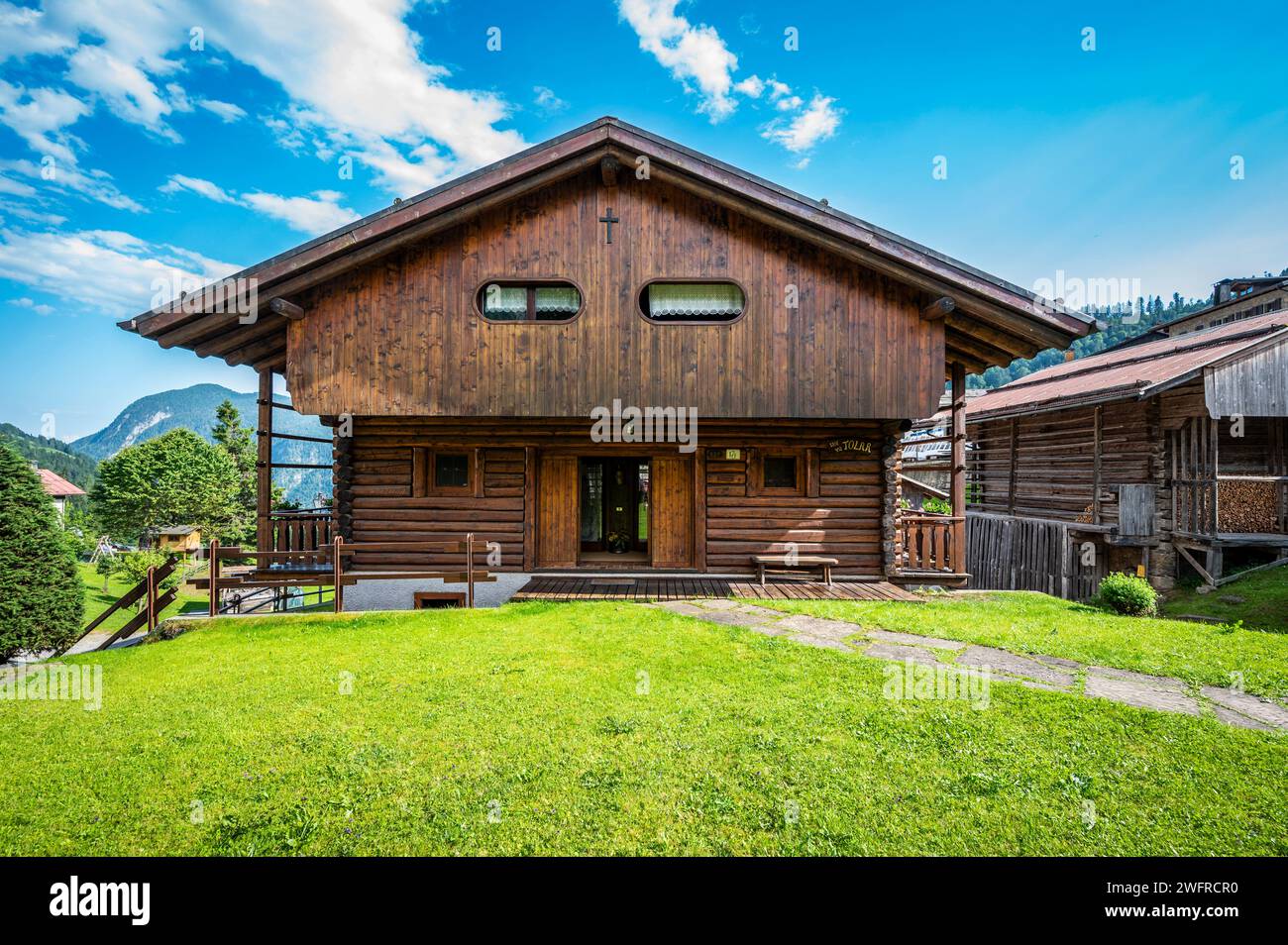 Sauris, pearl of Carnia. Ancient village with wooden and stone houses ...