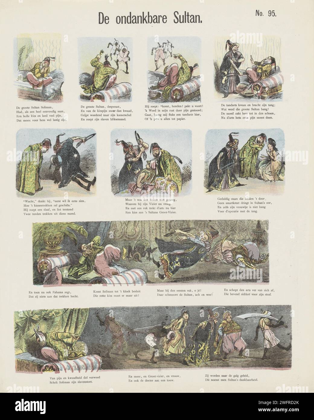 The thankless Sultan, 1881 print Leaf with 9 comic performances about a ...