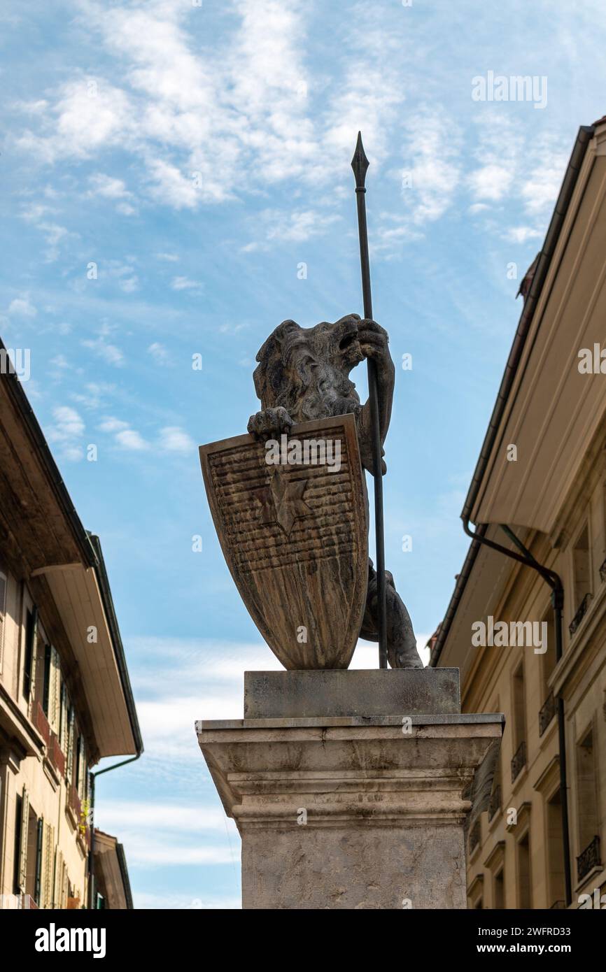 Lion with lance and shield on top of the 16th century Junkerngass ...