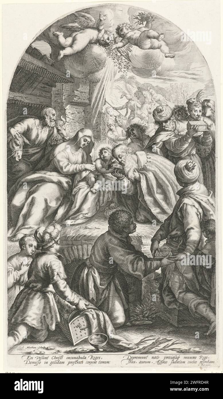 Adoration of the Kings, Jacob Matham, After Jacopo Palma, 1592 - 1596 ...