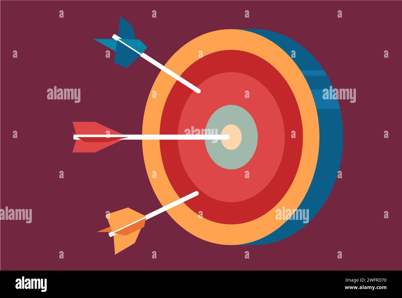 Arrows that missed their target. Making mistakes, training concept ...