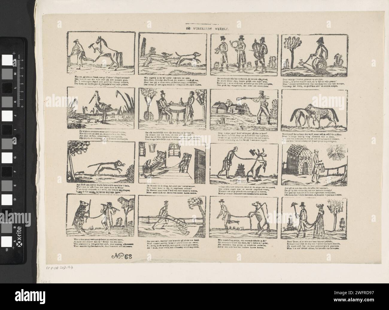 The wrong world, c. 1700 - c. 1899 print Leaf with 16 performances of ...