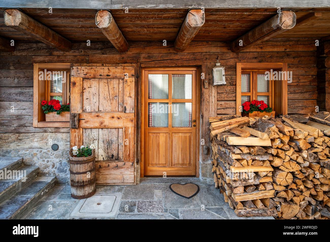 Sauris, pearl of Carnia. Ancient village with wooden and stone houses ...