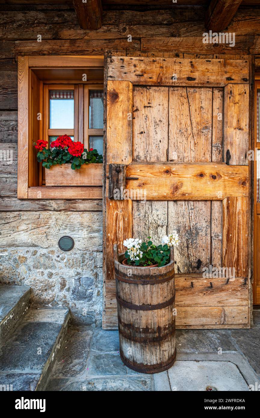 Sauris, pearl of Carnia. Ancient village with wooden and stone houses ...