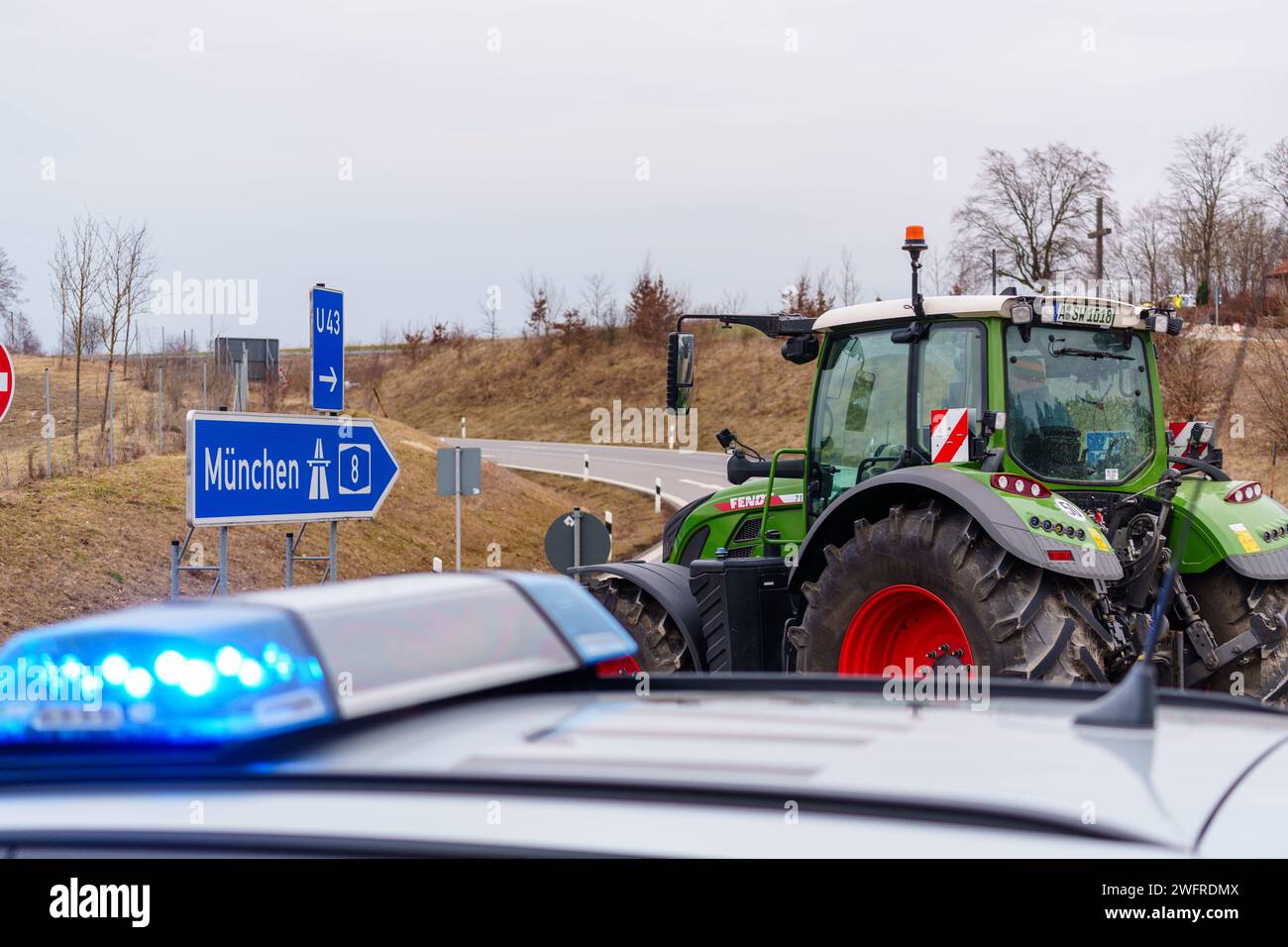Adeslried, Bavaria, Germany - January 31, 2024: Farmer protest action ...