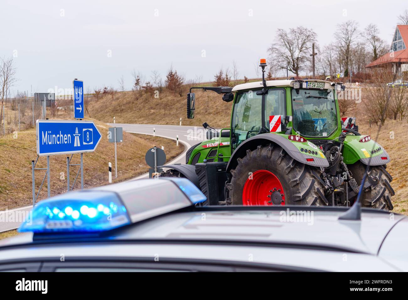 Adeslried, Bavaria, Germany - January 31, 2024: Farmer protest action ...
