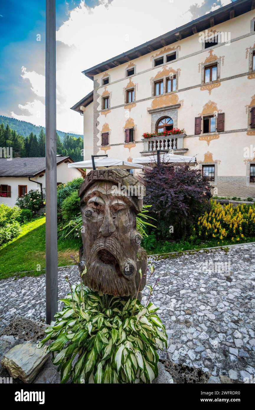 Sauris, pearl of Carnia. Ancient village with wooden and stone houses ...