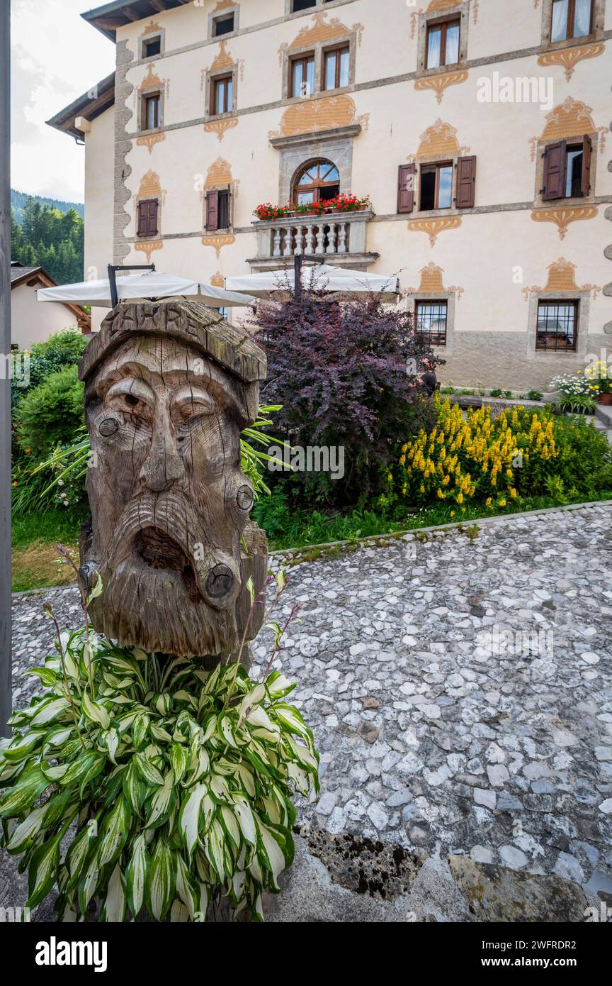 Sauris, pearl of Carnia. Ancient village with wooden and stone houses ...