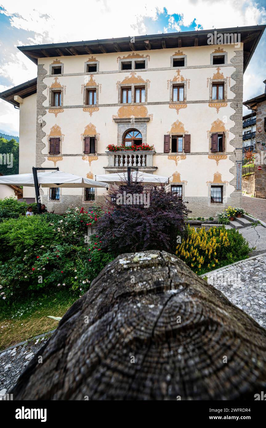 Sauris, pearl of Carnia. Ancient village with wooden and stone houses ...