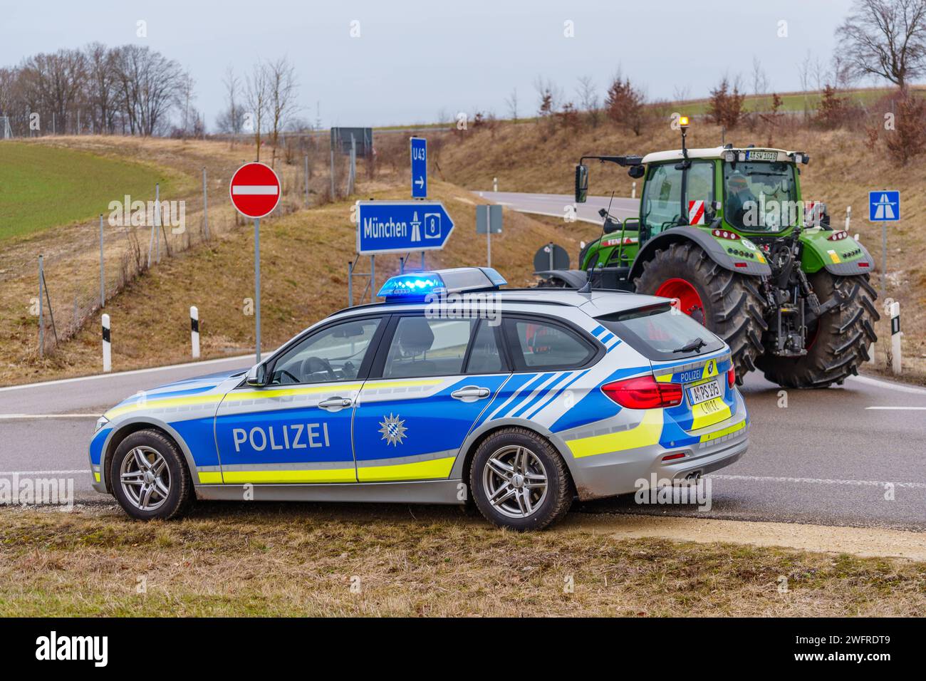 Adeslried, Bavaria, Germany - January 31, 2024: Farmer protest action ...