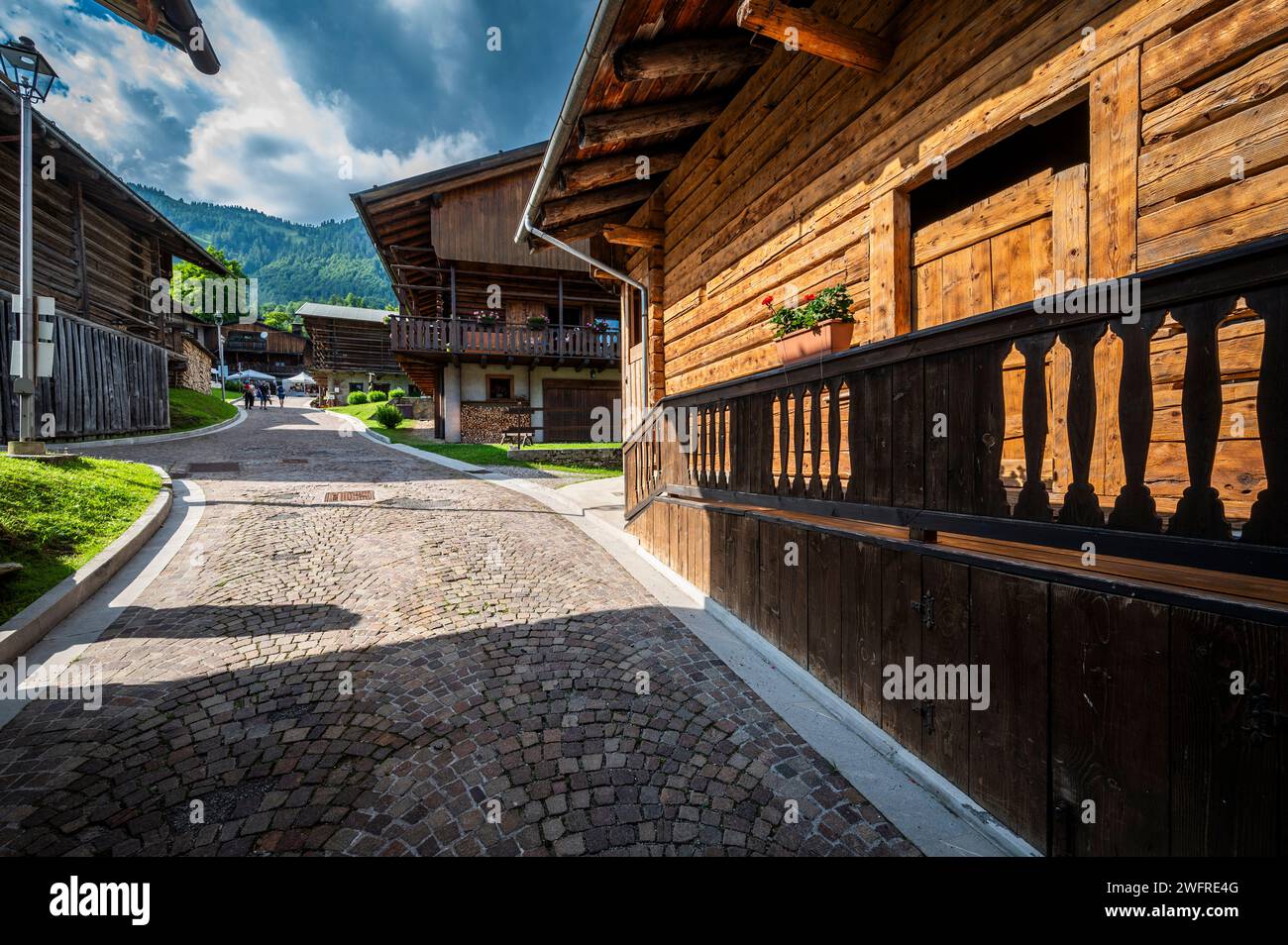 Sauris, pearl of Carnia. Ancient village with wooden and stone houses ...