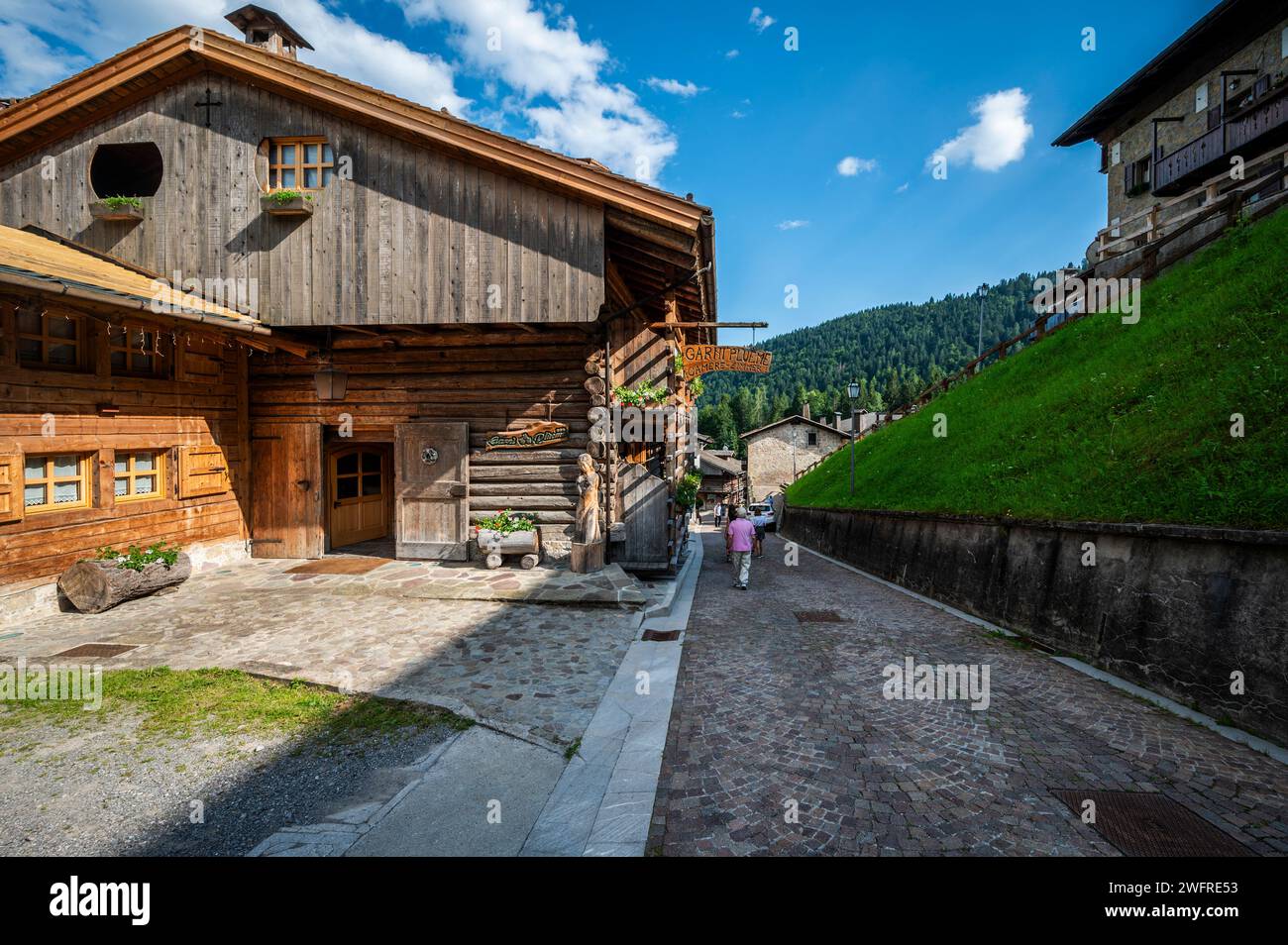 Sauris, pearl of Carnia. Ancient village with wooden and stone houses ...