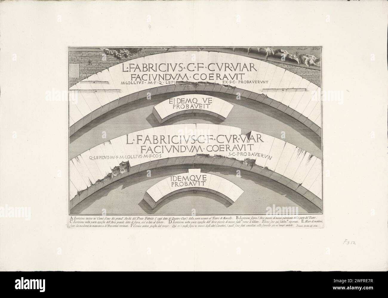 Inscriptions on arches of the Pons Fabricius in Rome, Giovanni Battista ...