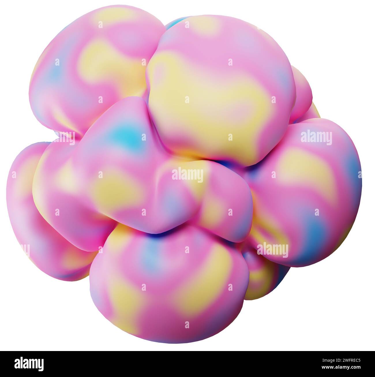 3D inflated abstract shape illustration. Puffy pink object design Stock ...