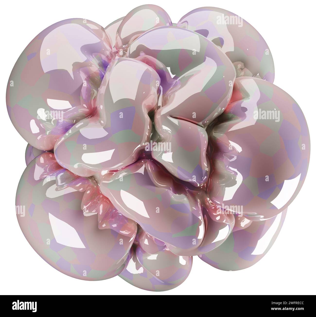 3D inflated abstract shape illustration. Puffy pink object design Stock ...