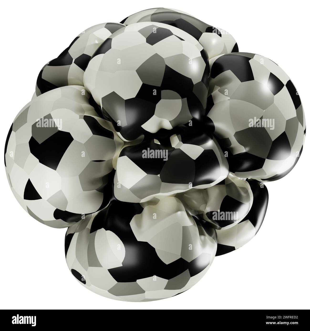 3D inflated abstract shape illustration. Puffy black object design ...