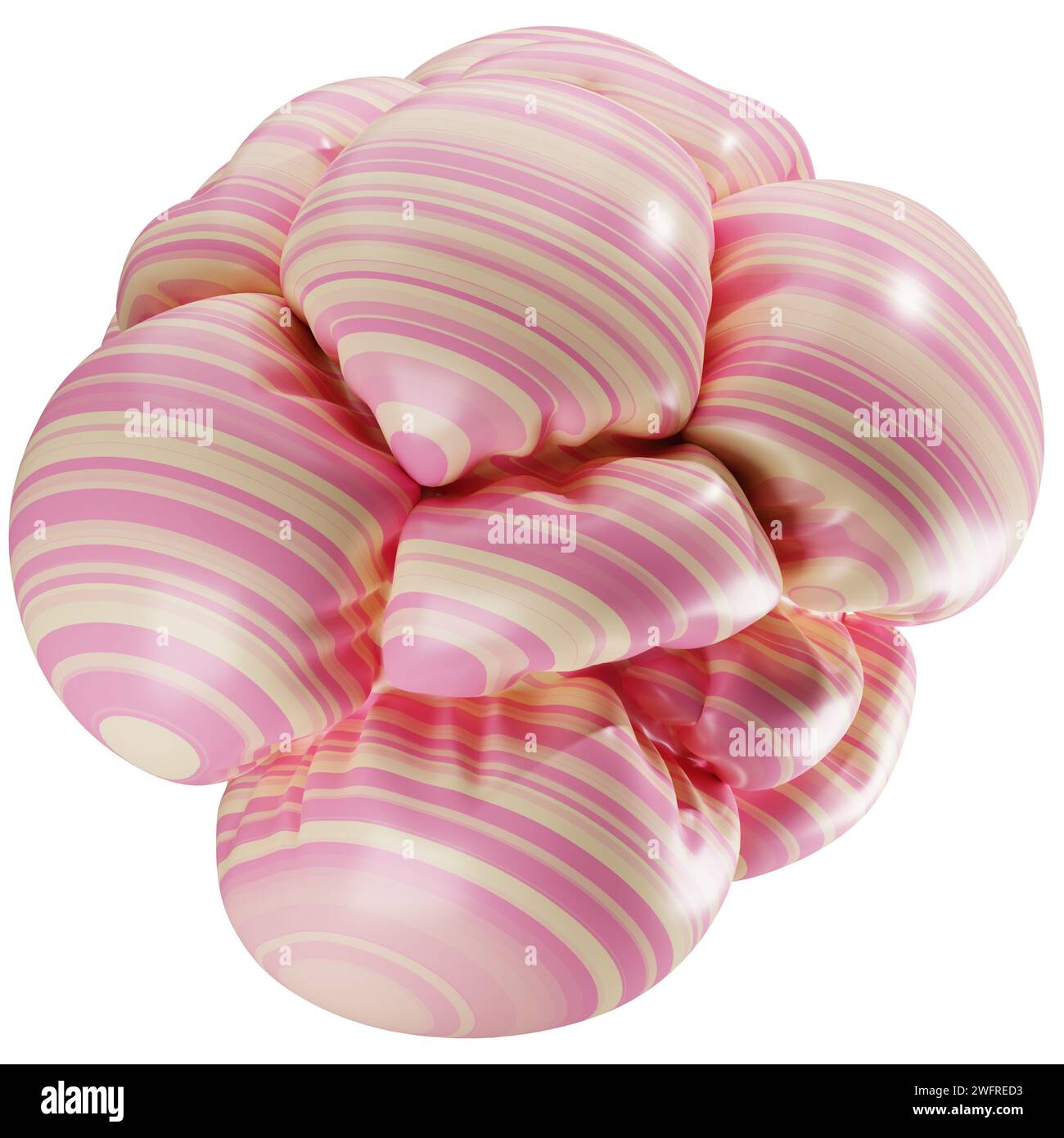 3D inflated abstract shape illustration. Puffy pink object design Stock ...