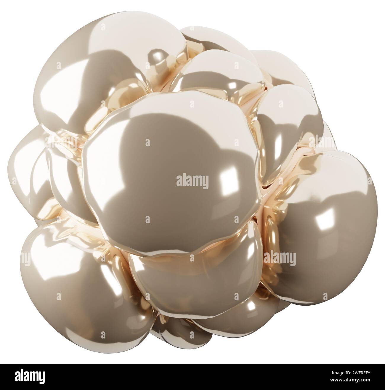 3D inflated abstract shape illustration. Puffy beige object design ...