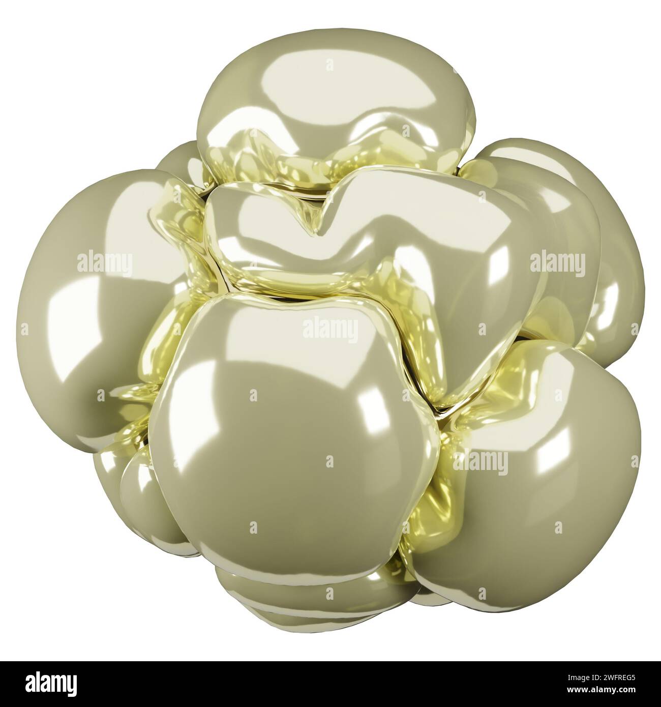 3D inflated abstract shape illustration. Puffy light object design ...