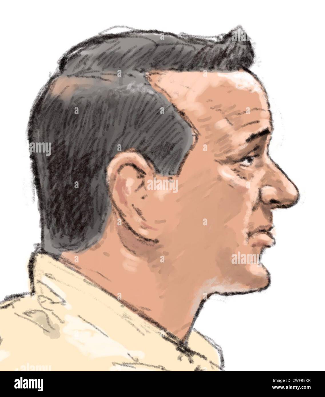 DEN BOSCH - Court drawing of Marlon B. during a substantive hearing ...