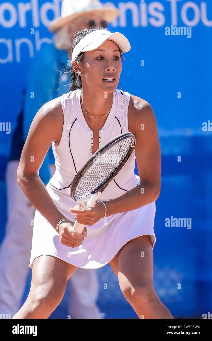 Priscilla Hon of Australia in action during the Final of the 2023 ITF ...
