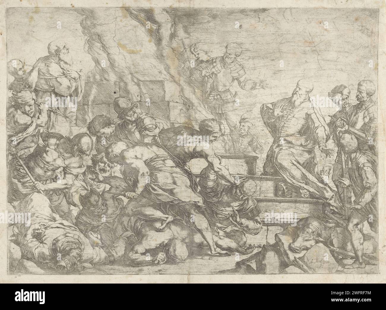 Sacrifice from Elia by fire digested, Luca Giordano, 1644 - 1705 print ...