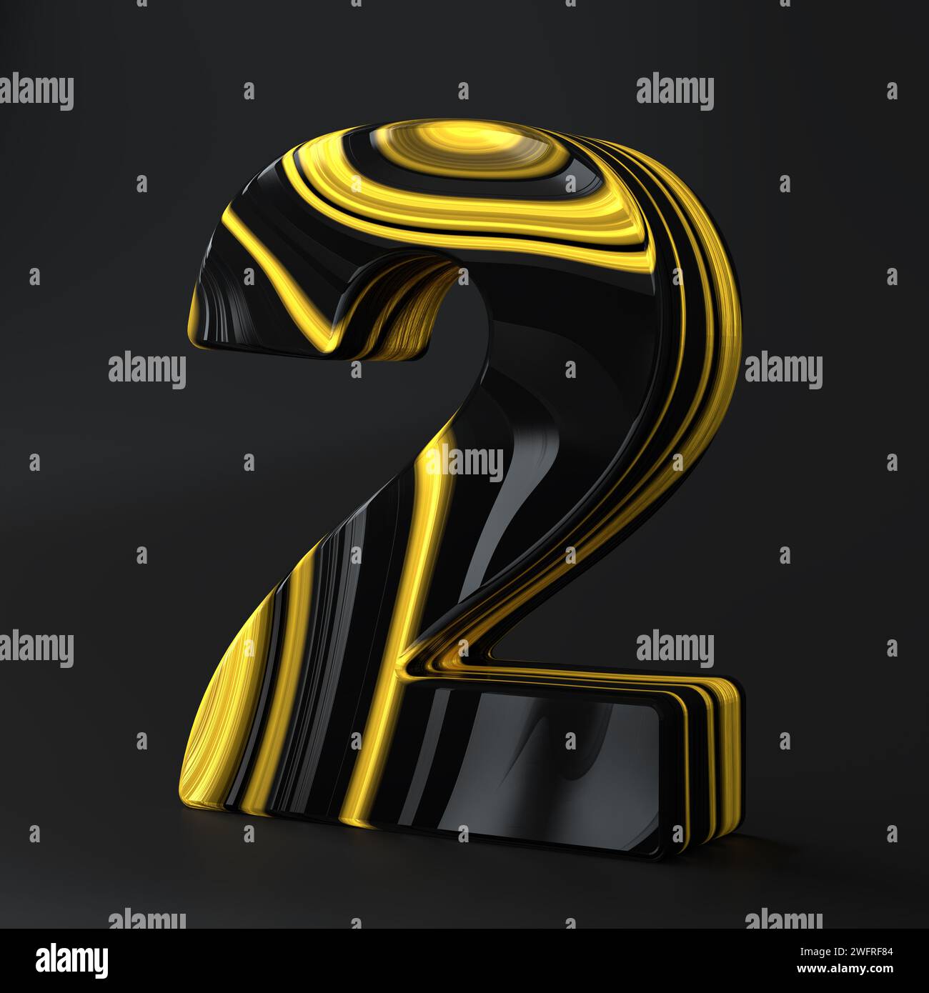 Luxury Black and Gold number two texture symbol 2 background. Panoramic ...
