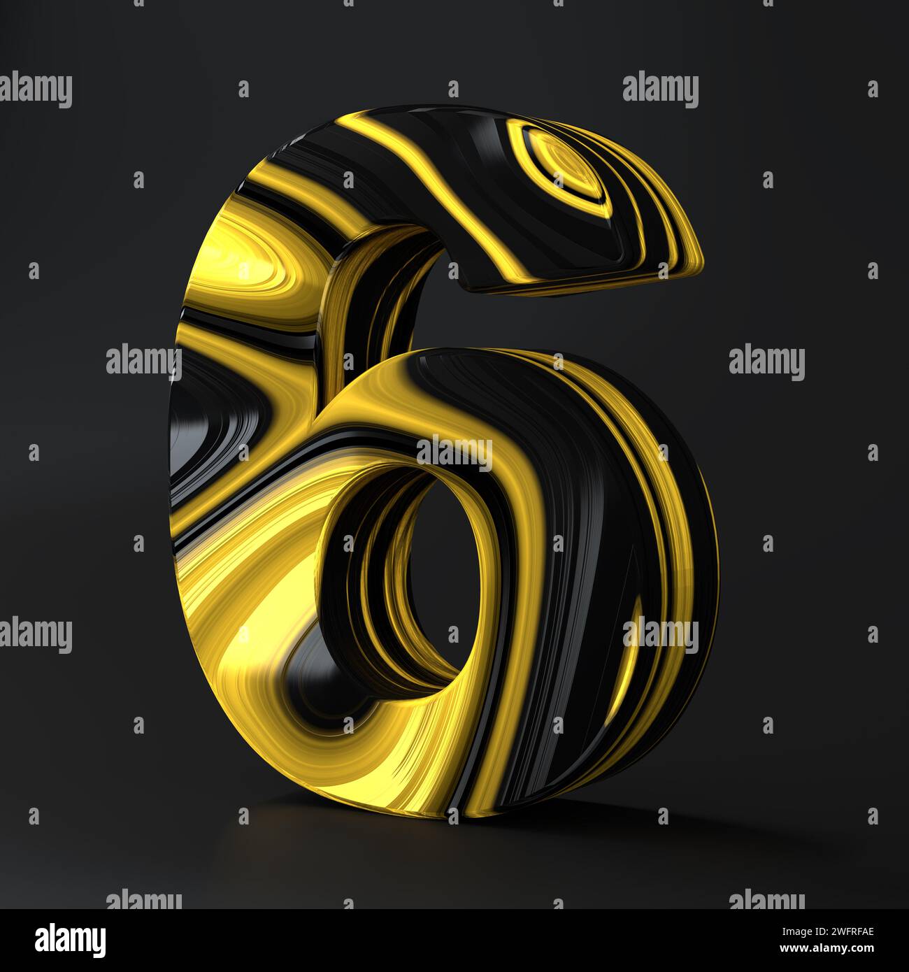 Luxury Black and Gold number six texture symbol 6 background. Panoramic ...