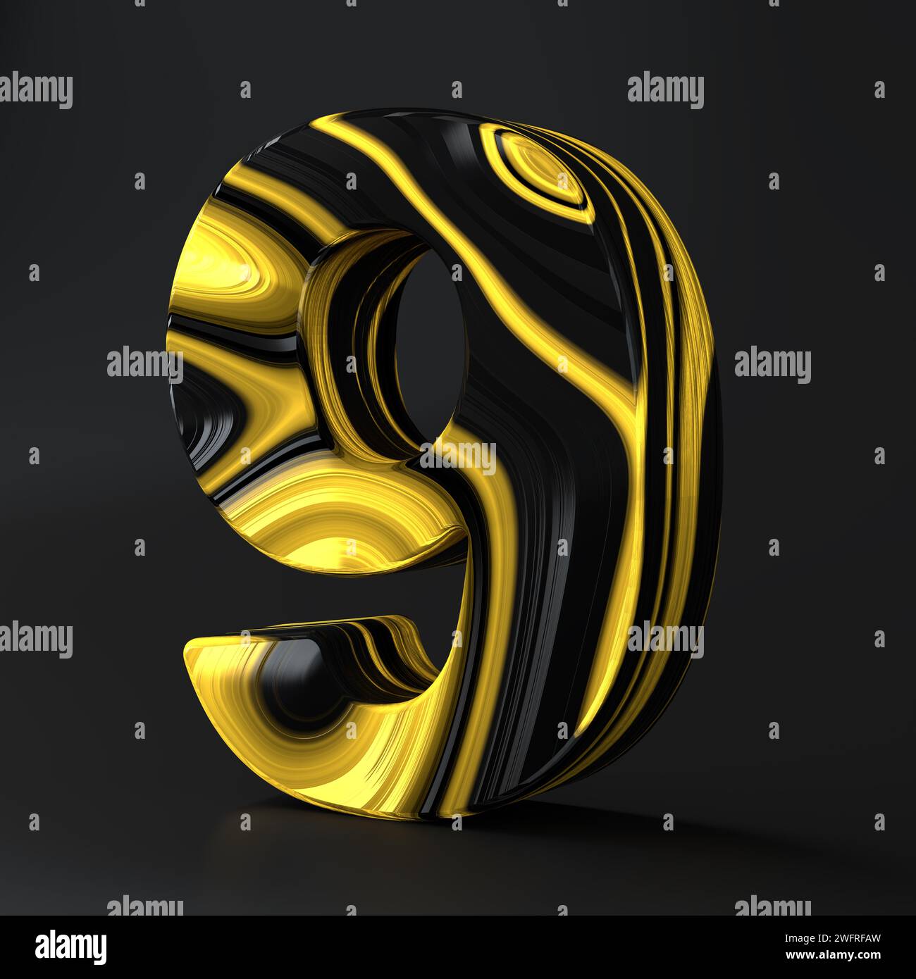 Luxury Black and Gold number nine texture symbol 9 background ...