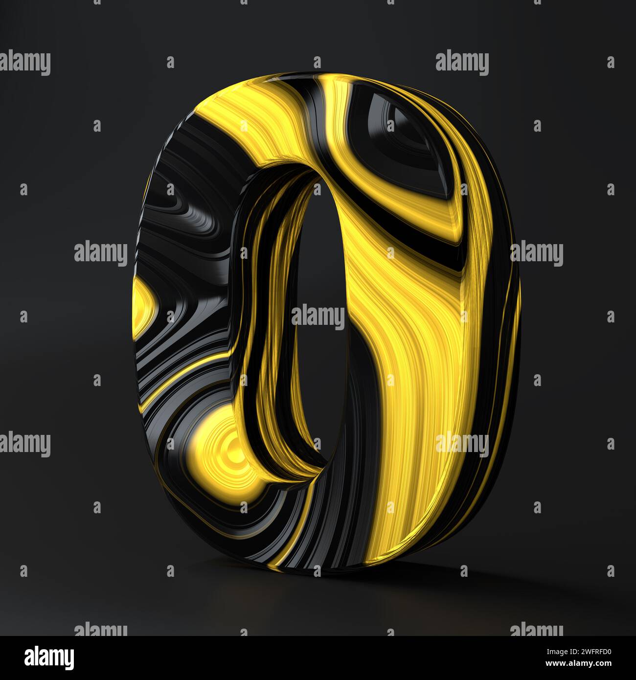 Number zero with green glass material. 3d symbol 0 for graphic design ...